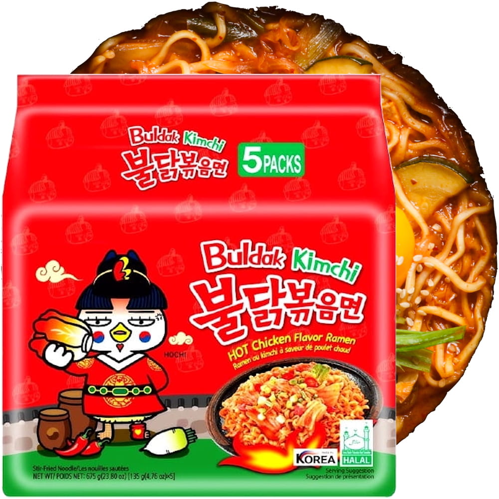 Zupka Makaron Ramen Hot Kurczak Buldak KimChi KARTON 5x135g SAMYANG ...